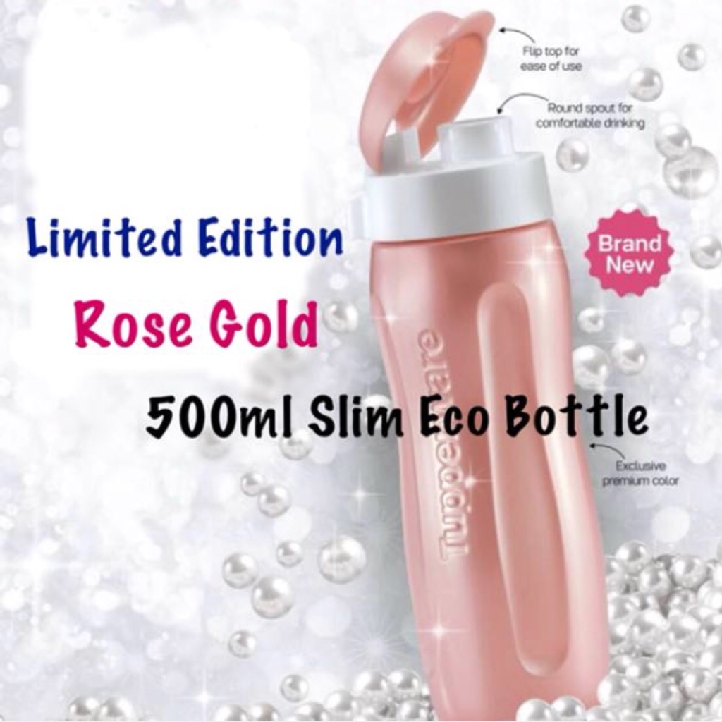 Tupperware Limited Edition Rose Gold 500ml Slim Eco Bottle | Shopee ...