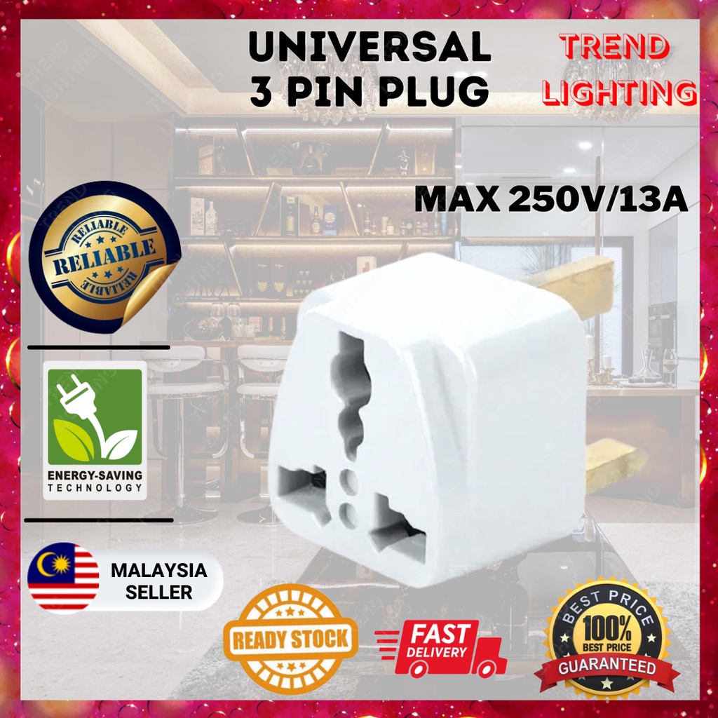 EUROSAFE Full Cooper 3 Pin Adaptor Universal Travel for UK Wall Power ...