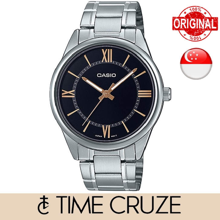 [Time Cruze] Casio MTP-V005 Analog Quartz Stainless Steel Black Dial ...