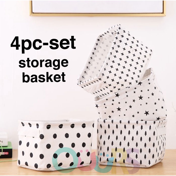 4pc-set Foldable Storage Box Tabletop Non-woven Storage Basket Clutter ...