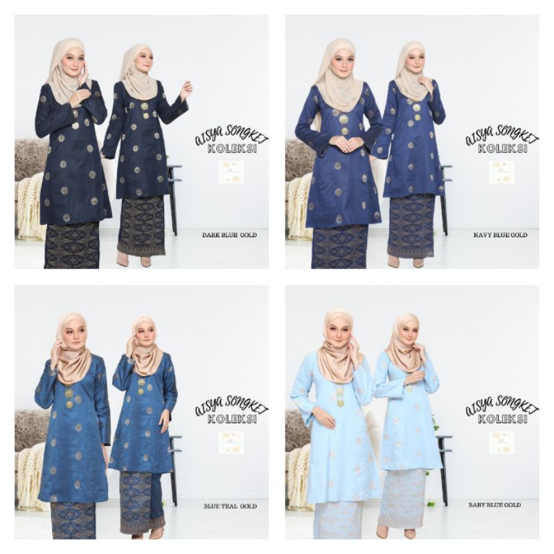 [BLUE GOLD EDITION] KURUNG PAHANG PESAK SONGKET COTTON TENUN CORAK ...