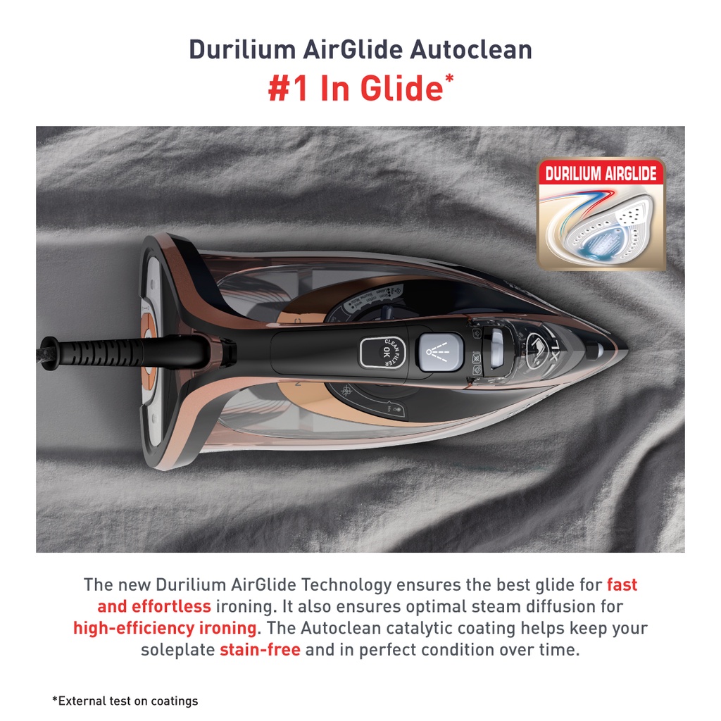 Tefal Ultimate Pure Steam Iron FV9845 - 3000W, Durilium AirGlide ...