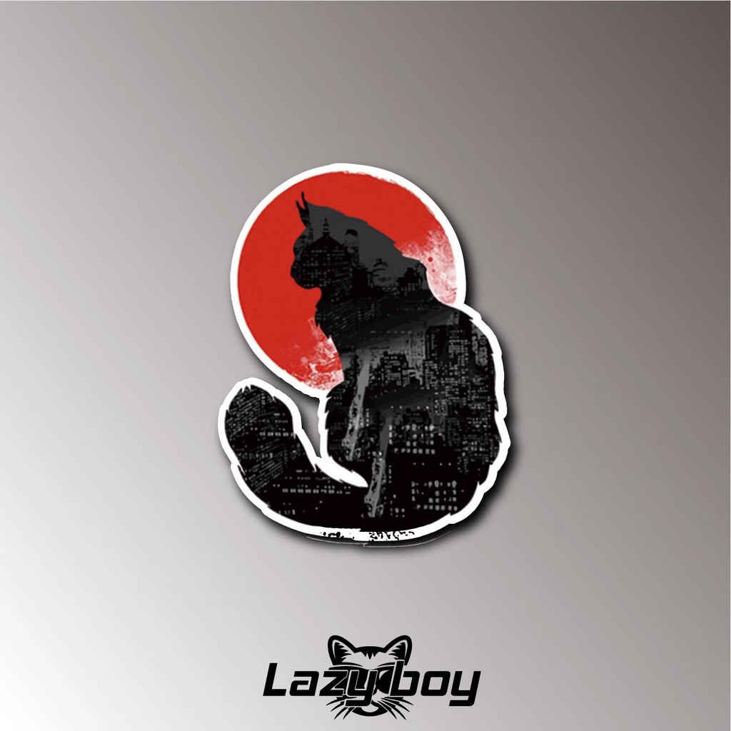 Taiwan Warning Reflective Car Stickers Sunset City Silhouette Black Cat ...