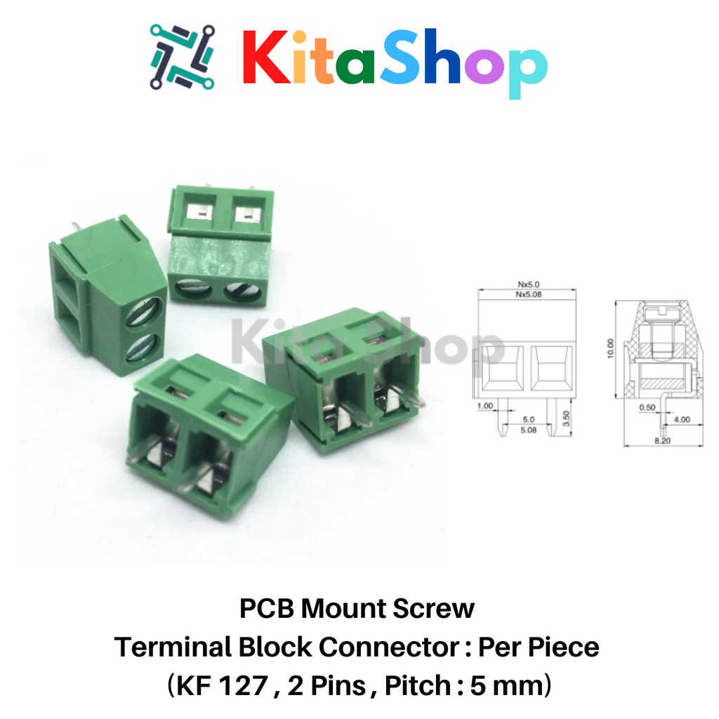 PCB Mount Screw Terminal Block Connector (KF 127 , 2 Pins , Pitch : 5 mm) | Shopee Singapore
