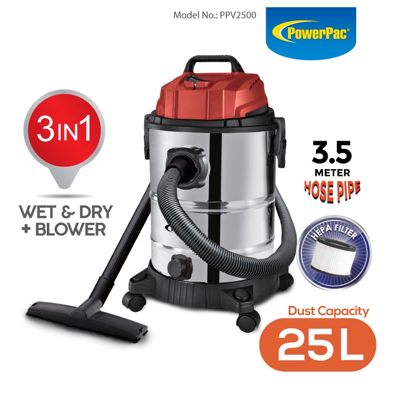 PowerPac Wet & Dry Vacuum Cleaner with Blower, Powerful Vacuum Cleaner ...