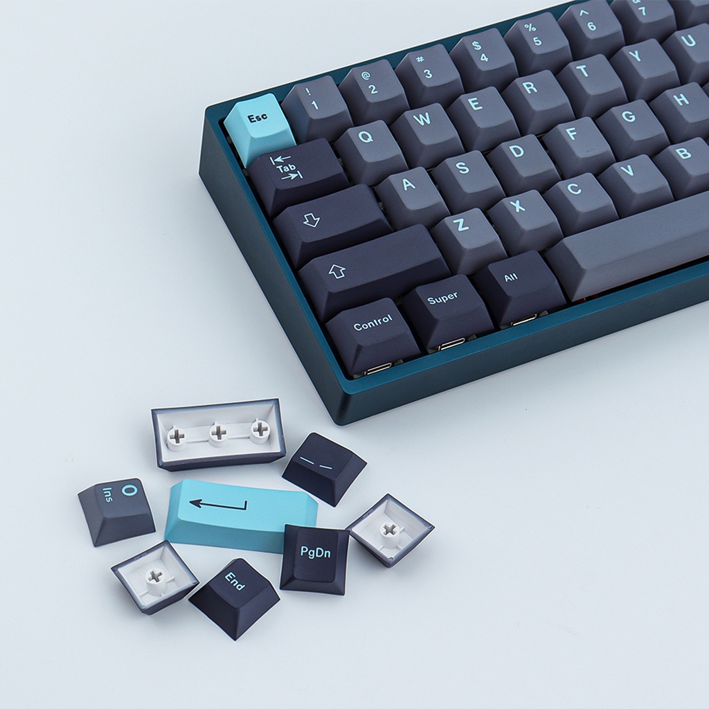 GMK Grey Cyan keycaps, 129 Keys keycaps cherry Profile DYE-SUB ...