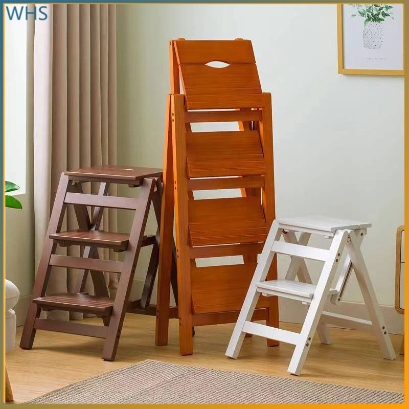 Solid wood folding ladder step stool household multifunctional folding ...