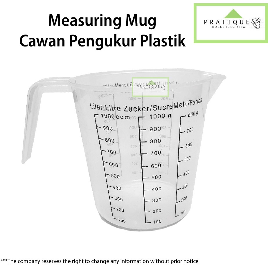 1 liter 1000ml Plastic Measuring Mug/ Measuring Jar/ Measuring Cup ...