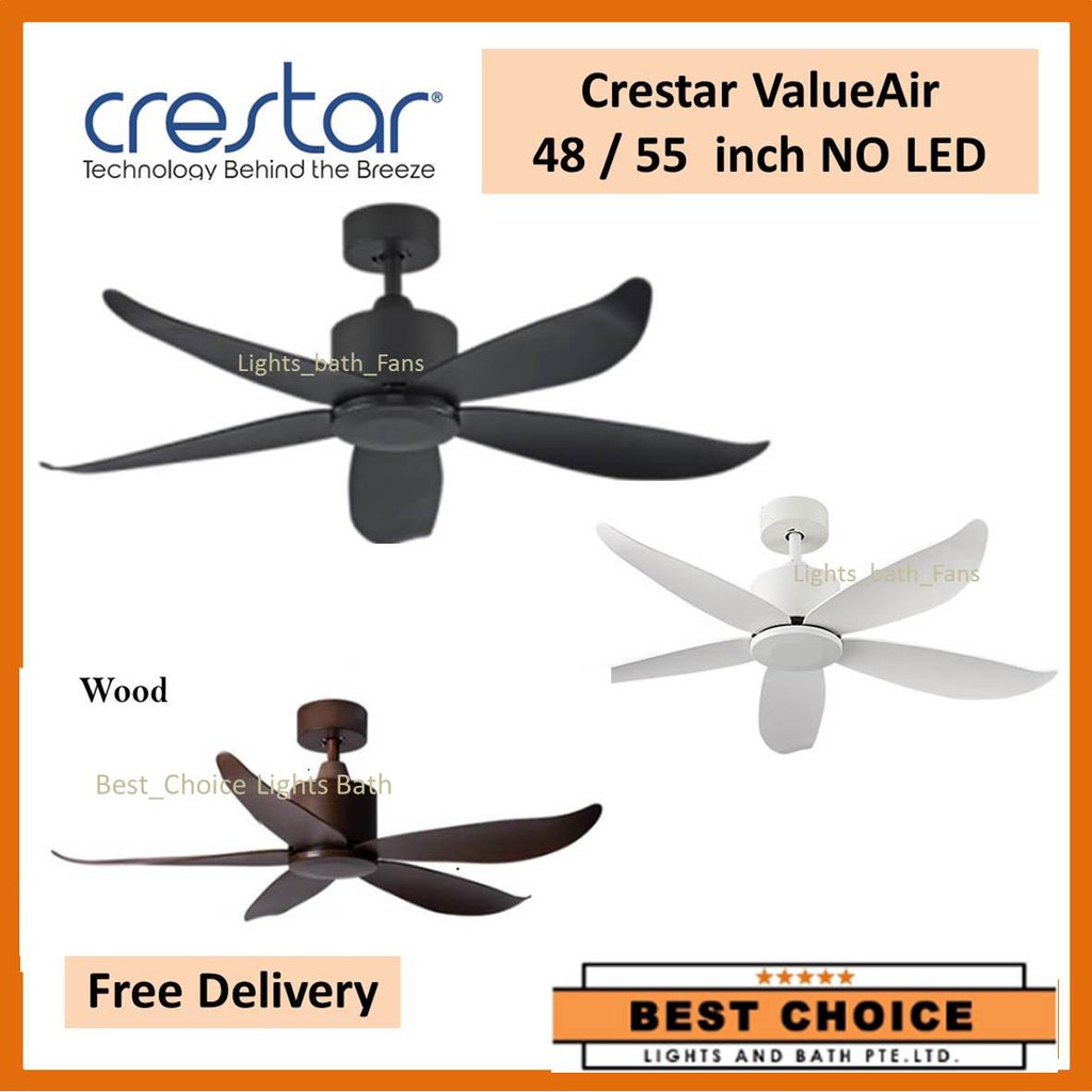 CRESTAR VALUE AIR CEILING FAN No LED 48/55 INCH 5 BLADE AND REMOTE ...