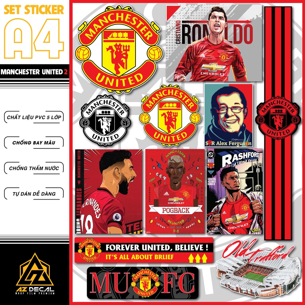 Manchester United Football Sticker 02 Car Stickers, Hat, Phone, Laptop ...