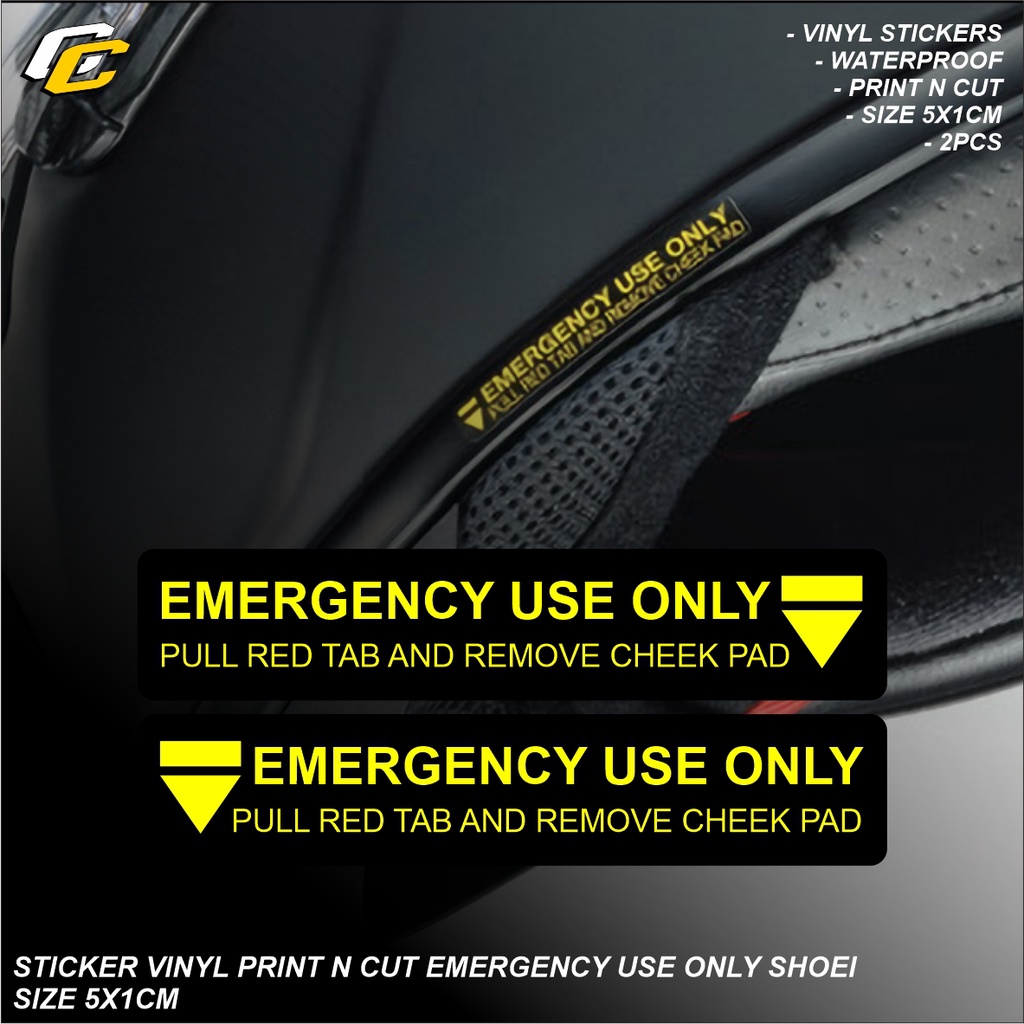 STICKER EMERGENCY USE ONLY FOR CHECK PAD HELMET STICKER HELMET SHOEI ...