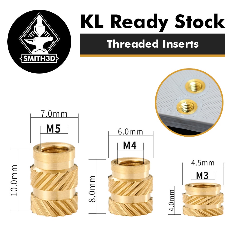 3D Prints Copper Heat Threaded Inserts / Set Inserts Embedment Nut M3 ...