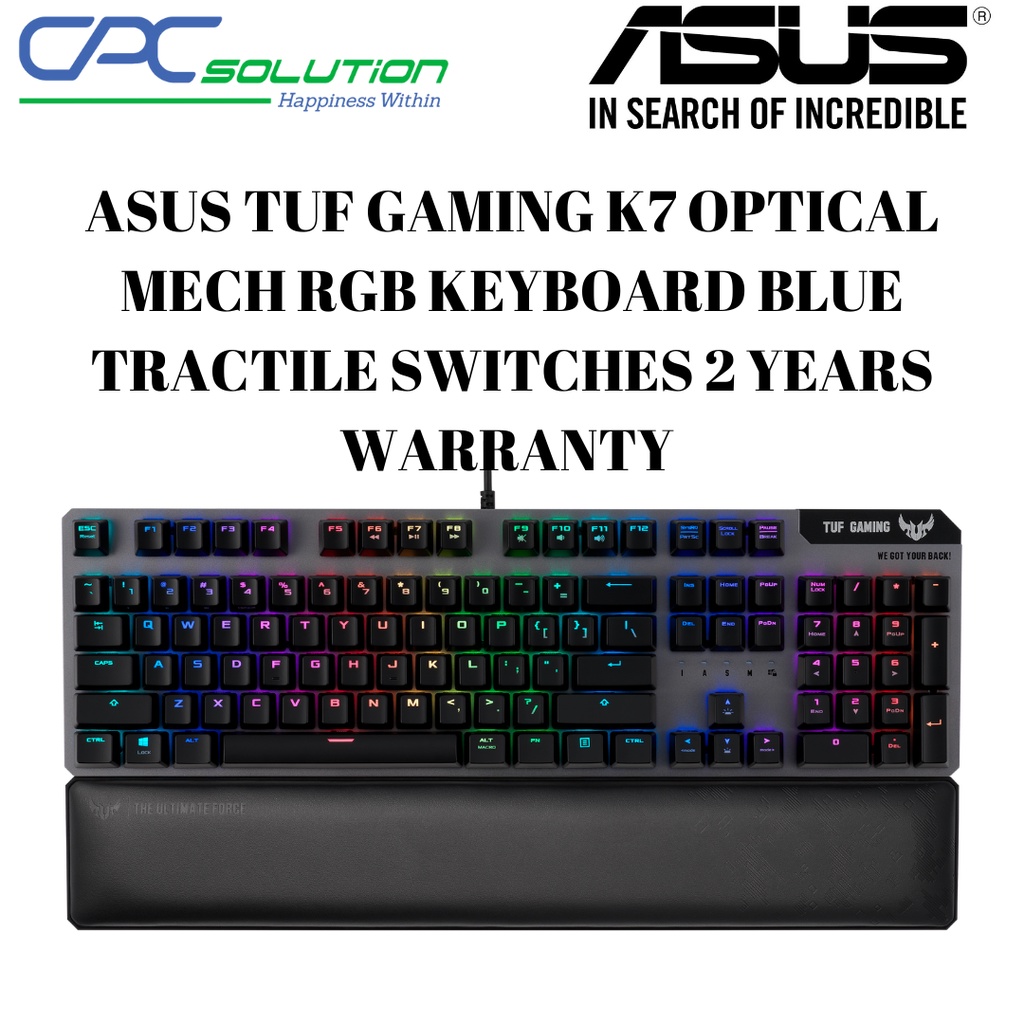 ASUS TUF GAMING K7 OPTICAL MECH RGB KEYBOARD BLUE TRACTILE SWITCHES 2 ...
