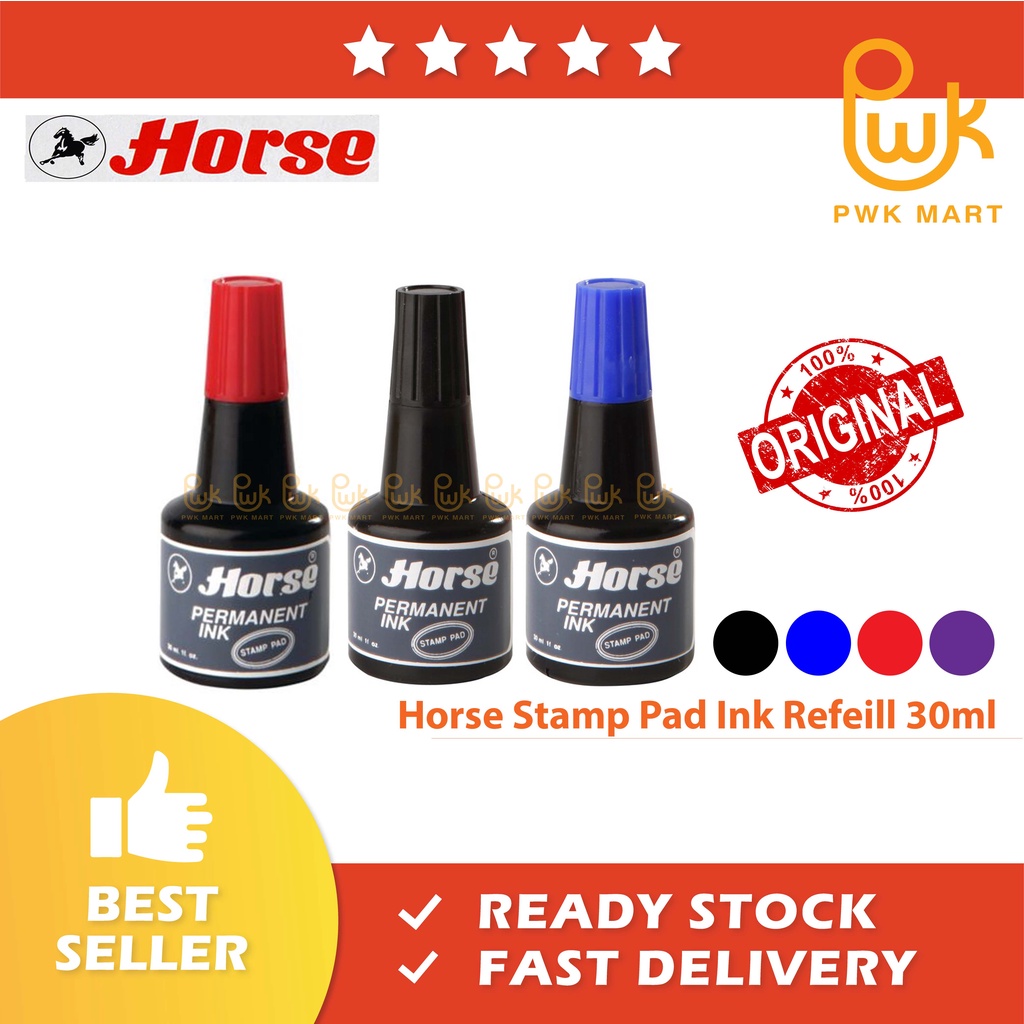 HORSE STAMP PAD INK ENDORSING INK / Dawat Ink Chop 30ML (WITHOUT OIL ...
