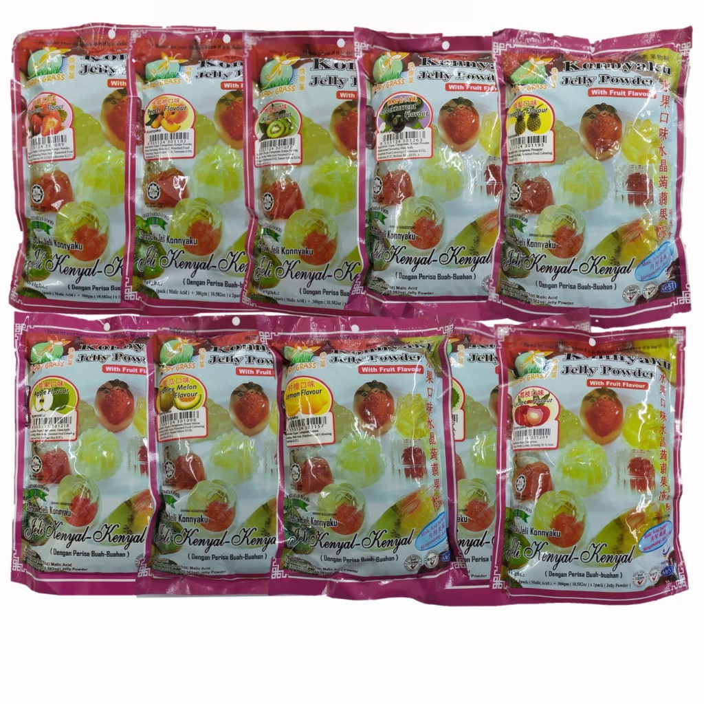KONNYAKU 100% NEW HAPPY GRASS KONNYAKU JELLYPOWDER 水晶果冻预拌粉 280G-300G | Shopee Singapore