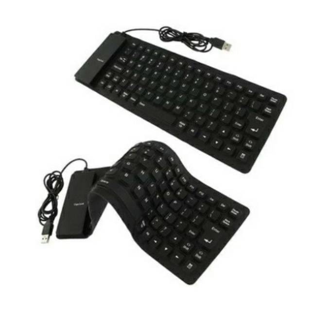 HITAM Black USB Flexible Wired Keyboard / USB Wired Roller Keyboard ...