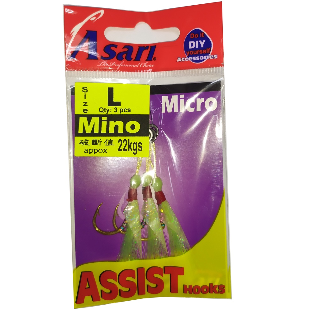 Asari Mino Assist Hook Singles (3 Hooks Packet) | Shopee Singapore
