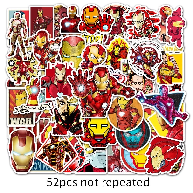 Iron Man Stickers 52Pcs/Set Marvel Hero Waterproof Stickers Decal for ...
