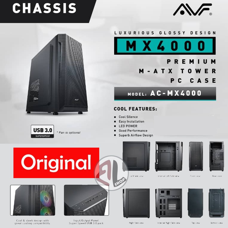 AVF MX4000 Premium M-ATX Luxurious Glossy Design PC Tower Case (USB3.0 ...
