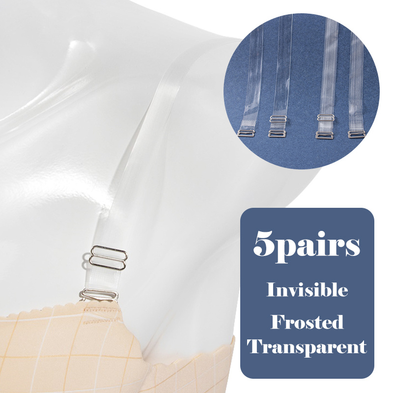 10pcs/5 Pairs Women Adjustable Transparent Clear Invisible Bra Set ...