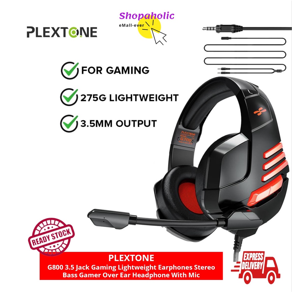 PLEXTONE G800 3.5 Jack Gaming Lightweight Earphones Stereo Bass Gamer ...