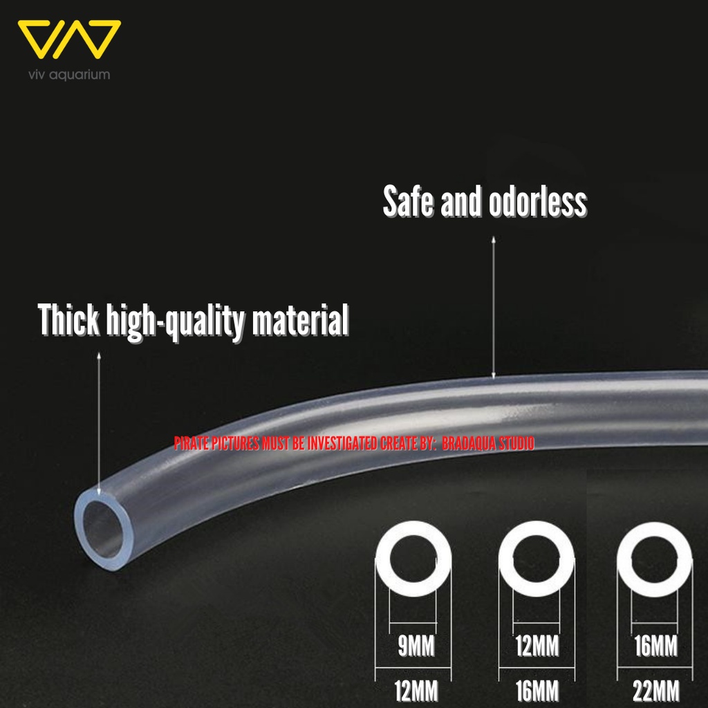VIV Aquarium Hose Water Pipe Clear Hose High Quality 9/12mm, 12/16mm ...