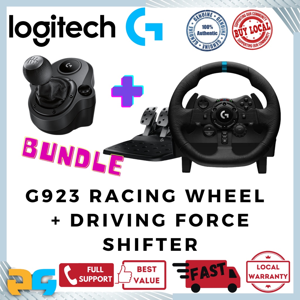 Logitech G923 Gaming Wheel & Shifter Bundle PC Playstation Xbox ...