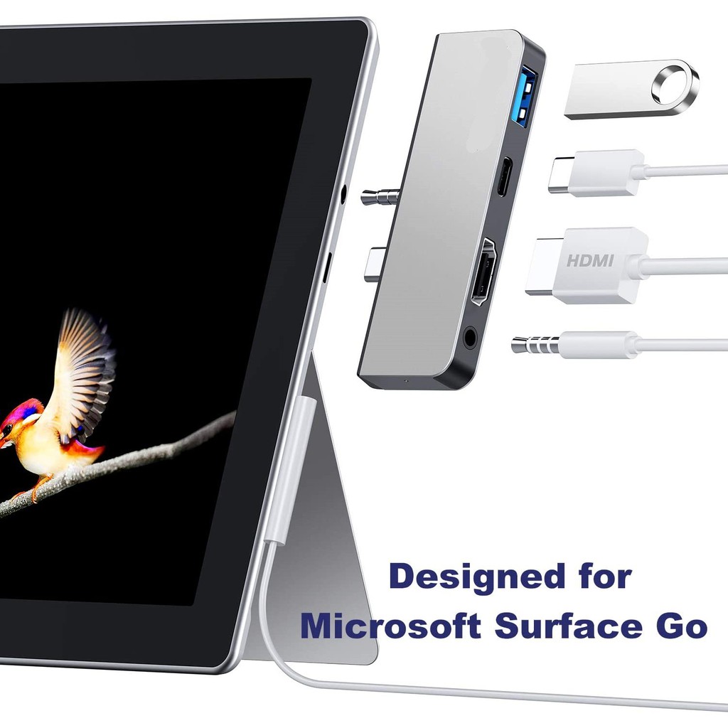 Surface Go USB C Hub, 4-in-1 Dock 4K HDMI Adapter, PD Charging, USB 3.0 ...