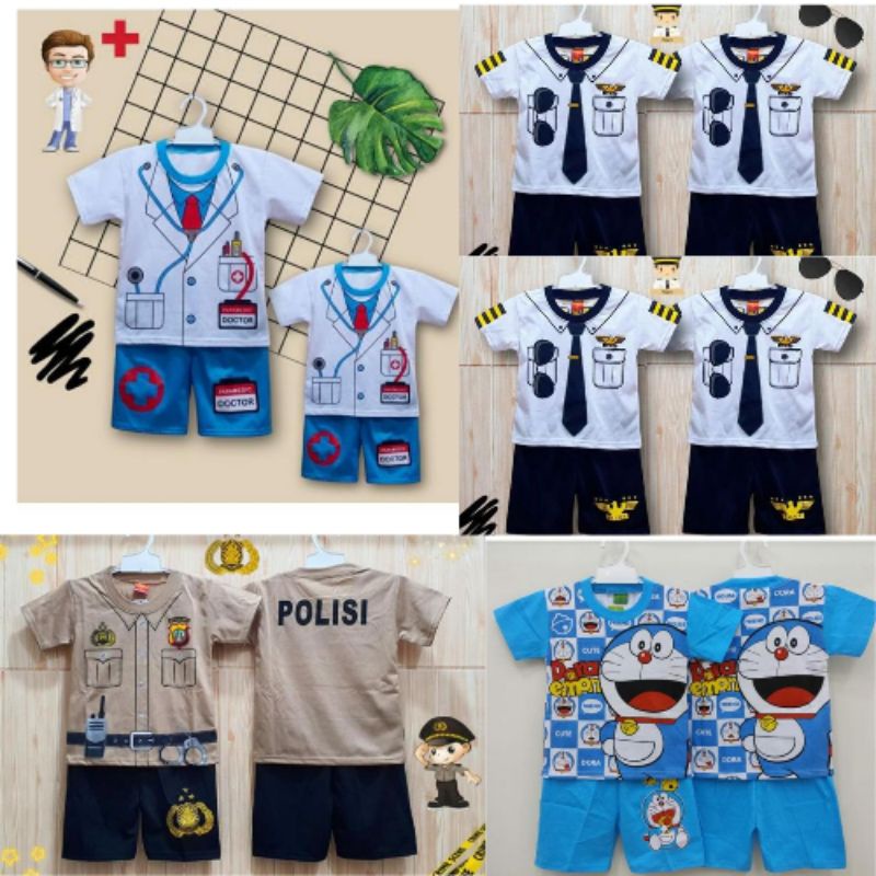 Doraemon Boy Police Doctor pilot Shirt Suit For 1-10 Years | Shopee ...
