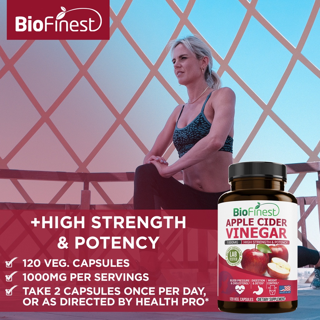 Biofinest Apple Cider Vinegar ACV 1000mg Supplement - Weight Loss Detox ...