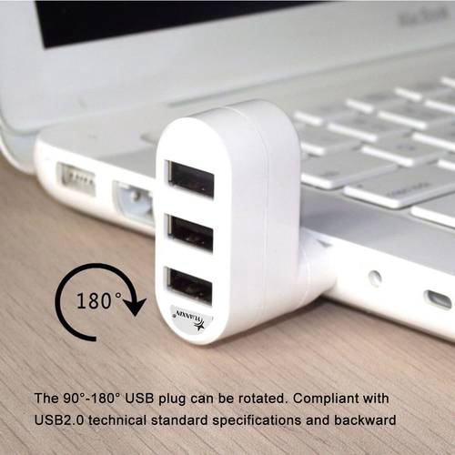 Mini 3 Port USB 2.0 Rotate External Splitter Adapter Hub for PC Laptop ...