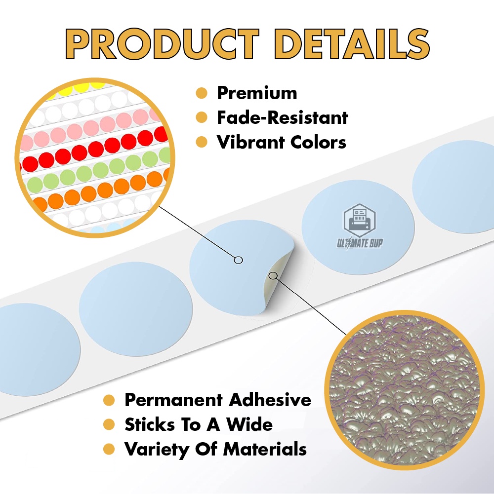 500 Pages 60x60mm Color Round Thermal Label Sticker Roll - Ultimate ...
