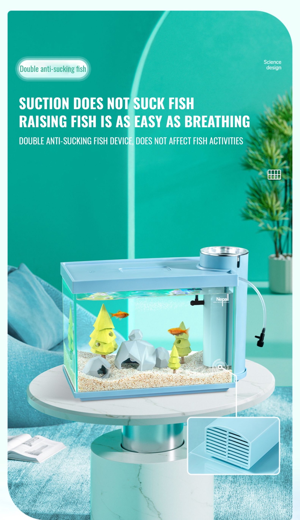 Nepall Mini Desktop Fish Tank, Ecological Glass Fish Tank With Filter ...