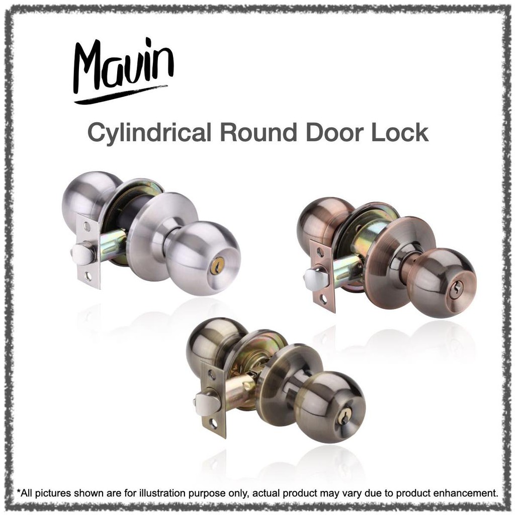 Cylindrical Round Door Lock / Bedroom Door Lock / HDB Lock / BTO Room ...