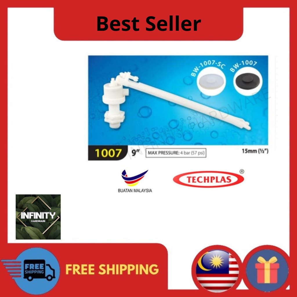TECHPLAS Toilet PVC Cistern Float Ball Valve Sise INLET 1/2 | Shopee ...