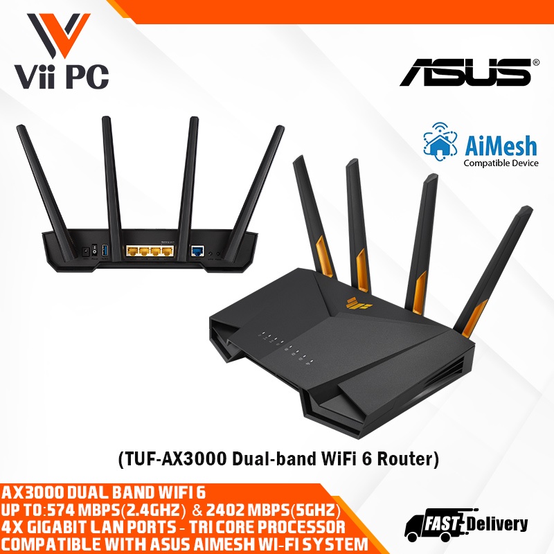 ASUS TUF Gaming AX3000 Dual Band WiFi 6 (802.11ax) Gaming Router ...