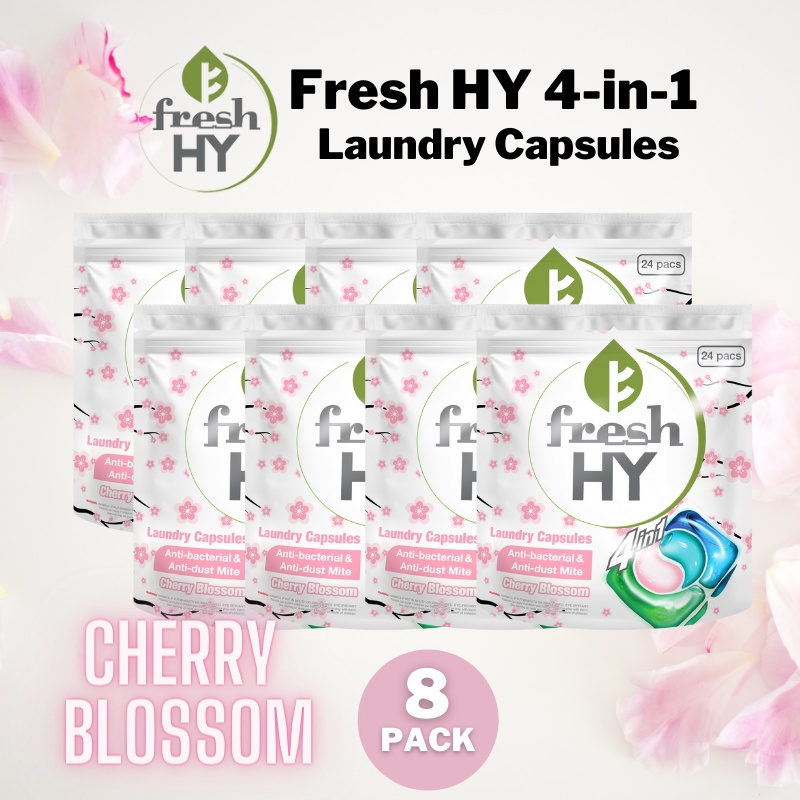 Fresh HY 4-in-1 Laundry Capsules 24pcs x 8 Refill Packs (Lavender ...