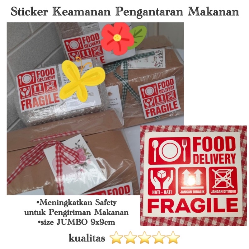 Food Delivery Security sticker size JUMBO 9x9cm Special food fragile ...