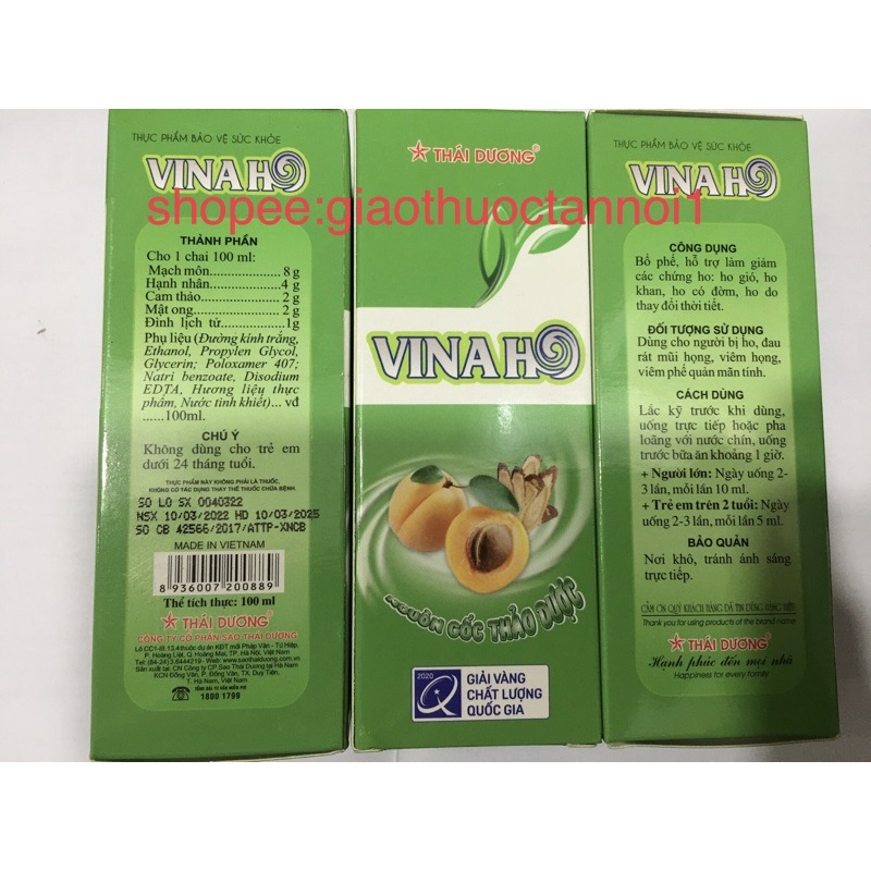 Vinaho temple cough syrup of herbal origin (nourishes lungs, reduces ...