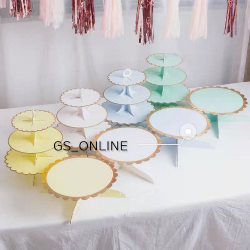 Birthday Party Cake Stand 1/3 Tier Paper Cupcake Muffin Stand Tray Cake ...