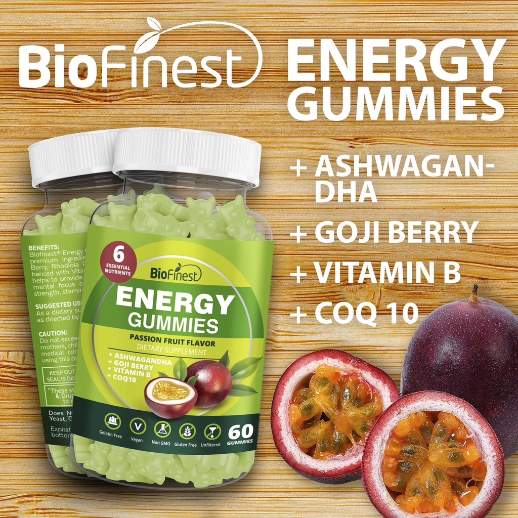 Biofinest Energy Gummy Supplement - Vitamin B12 Coq10 Ashwagandha Goji ...