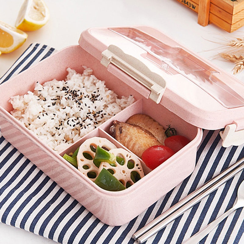 Portable Lunch Box with Spoon Chopsticks Separation Design Microwave ...