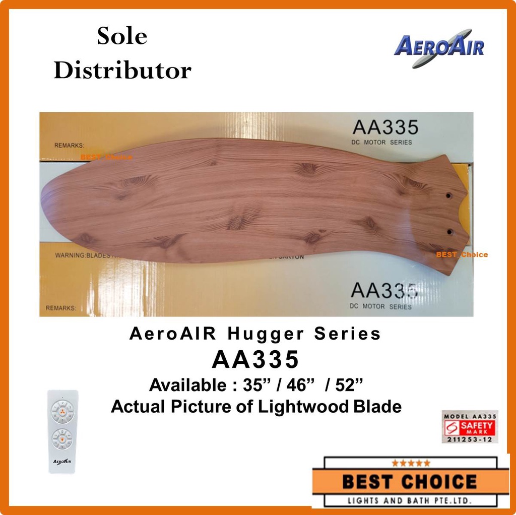 AEROAIR Hugger Series AA335 BLACK / WHITE 35"/46"/52" DC Motor Ceiling ...