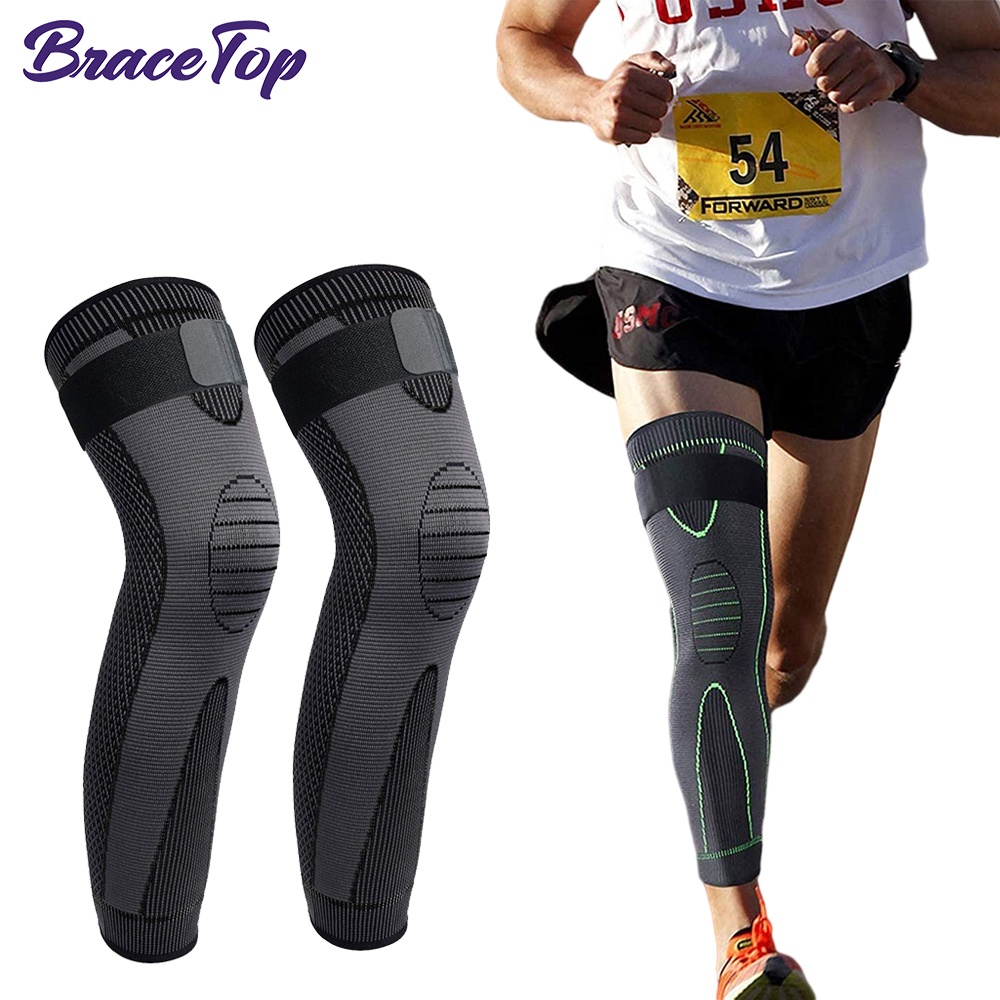 BraceTop Sports Full Leg Compression Sleeves Knee Brace Support ...