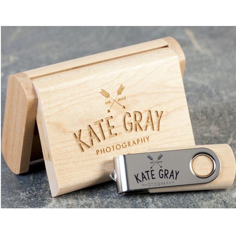 Rotatable thumb drive metal shell natral wood usb2.0 4GB 8GB 16GB 32GB ...