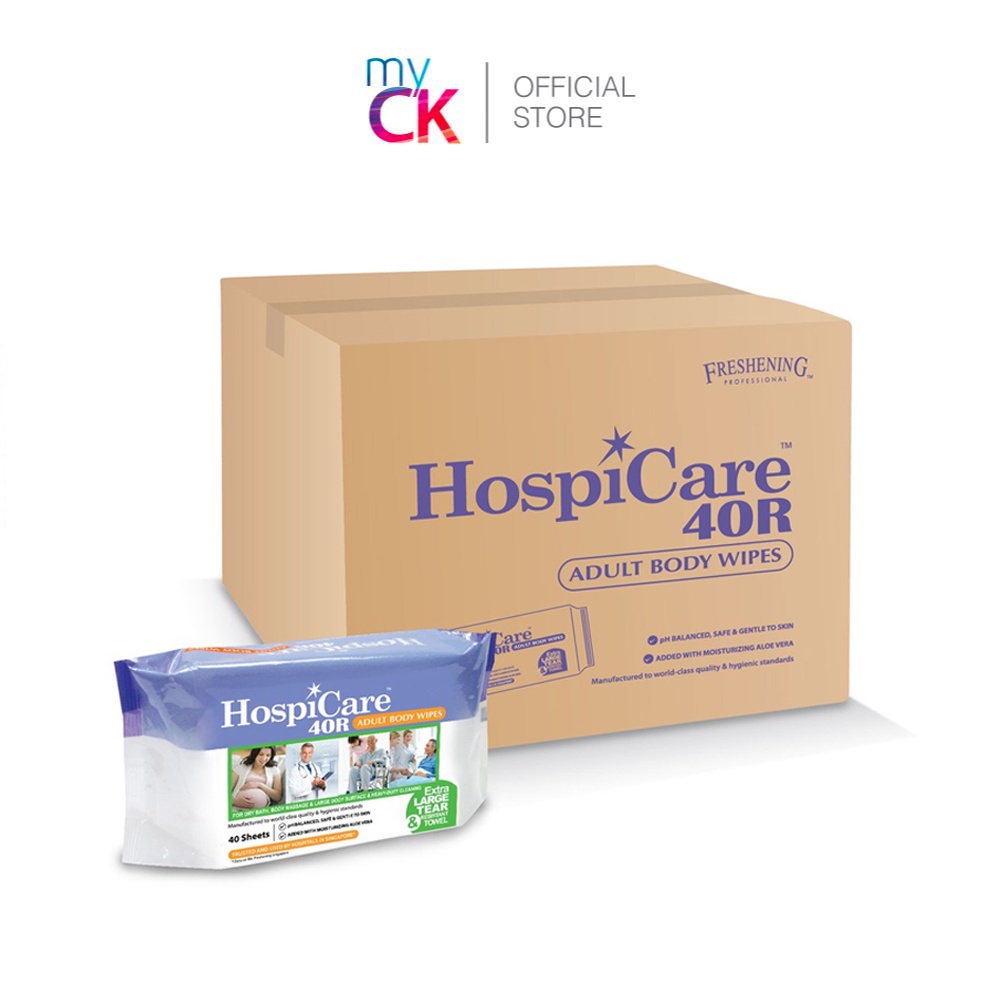 (CARTON DEAL) Hospicare 40R Adult Body Wipes 40 Sheets (18 packs ...