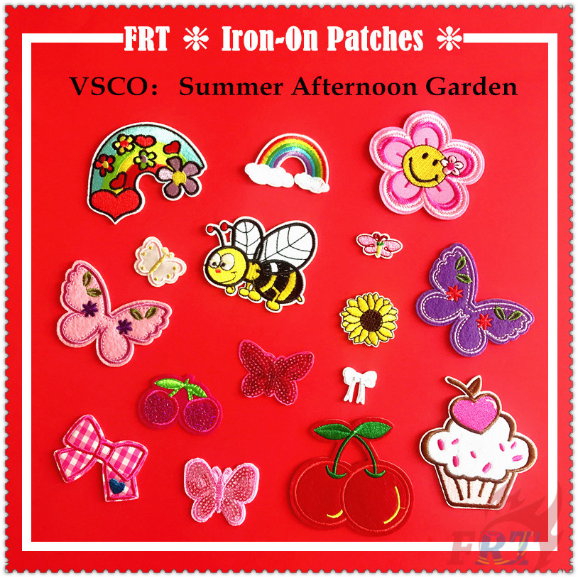 VSCO：Summer Afternoon Garden Iron-on Patch 1Pc Butterfly/Rainbow/Bee ...