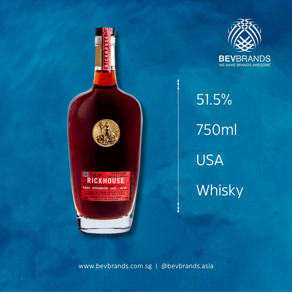 Gold Bar Rickhouse Cask Strength Bourbon Whiskey 750 mL 51.5 Percent ...