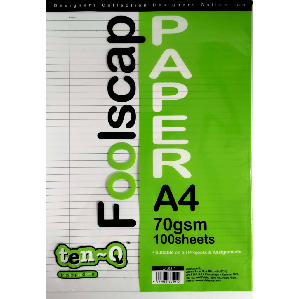 TEN-Q FOOLSCAP PAPER A4 70GSM ( 100 SHEETS ) | Shopee Singapore