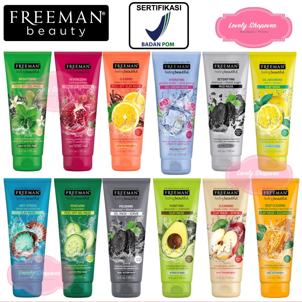 Freeman FREE MAN Feeling Beautiful Clay Face Mask BPOM ORIGINAL ...